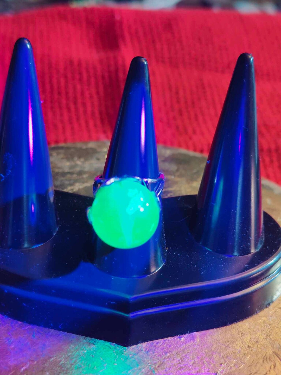 Large Cobalt Blue Uranium Glass Statement Ring Set in Sterling - Etsy