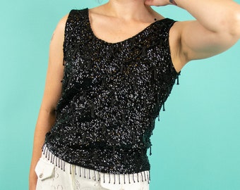 Black Beaded Top - Etsy