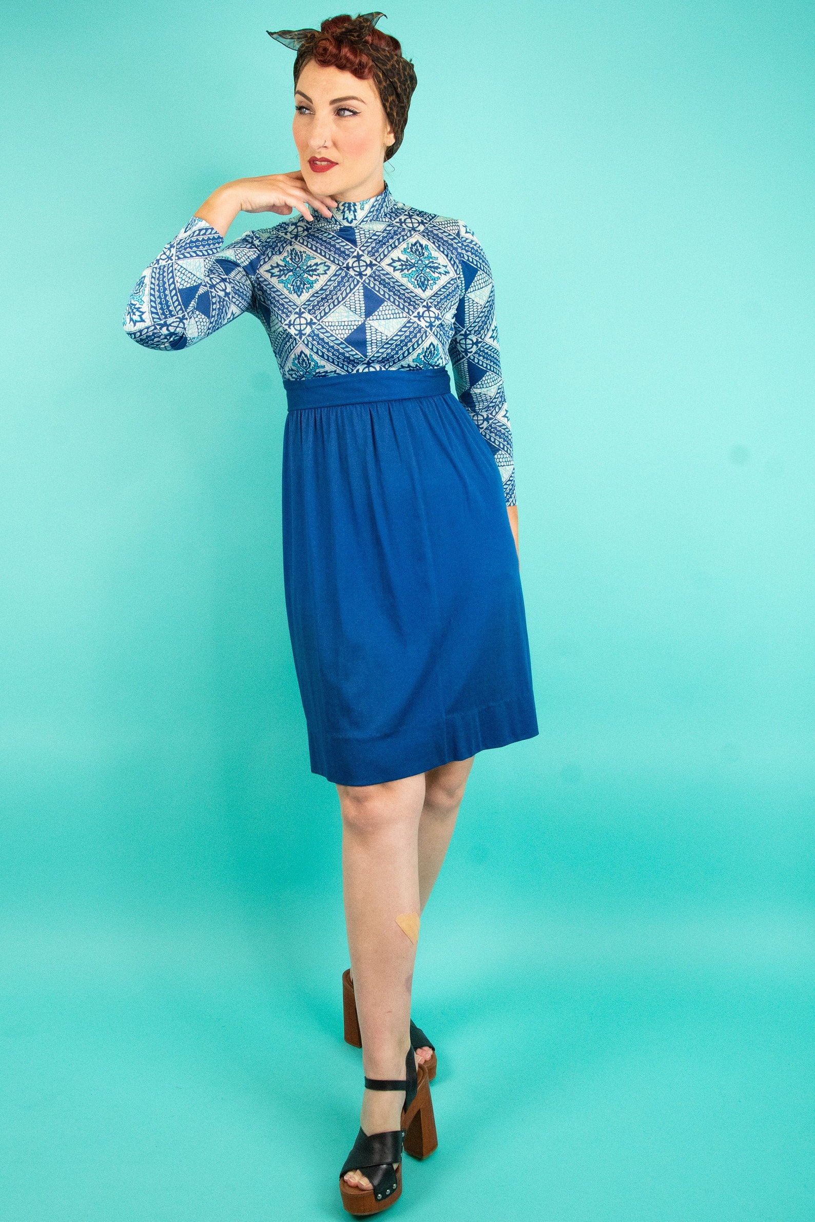Vintage 1960s XS Small Blue Mod Dress Psychedelic Print | Etsy