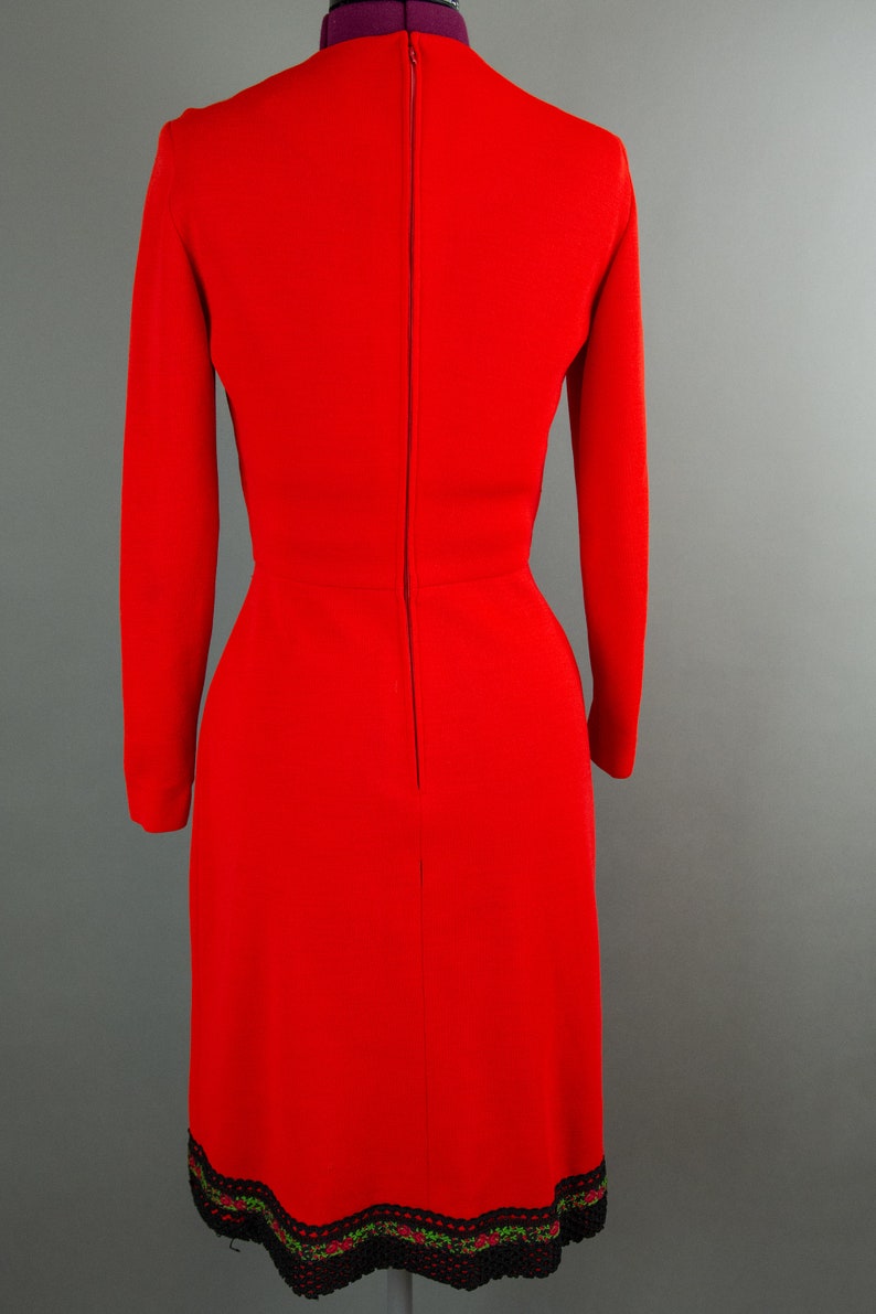 1960s Small Red Long Sleeve Dress - 60s Red Mod Dress - 1960s Saks ...