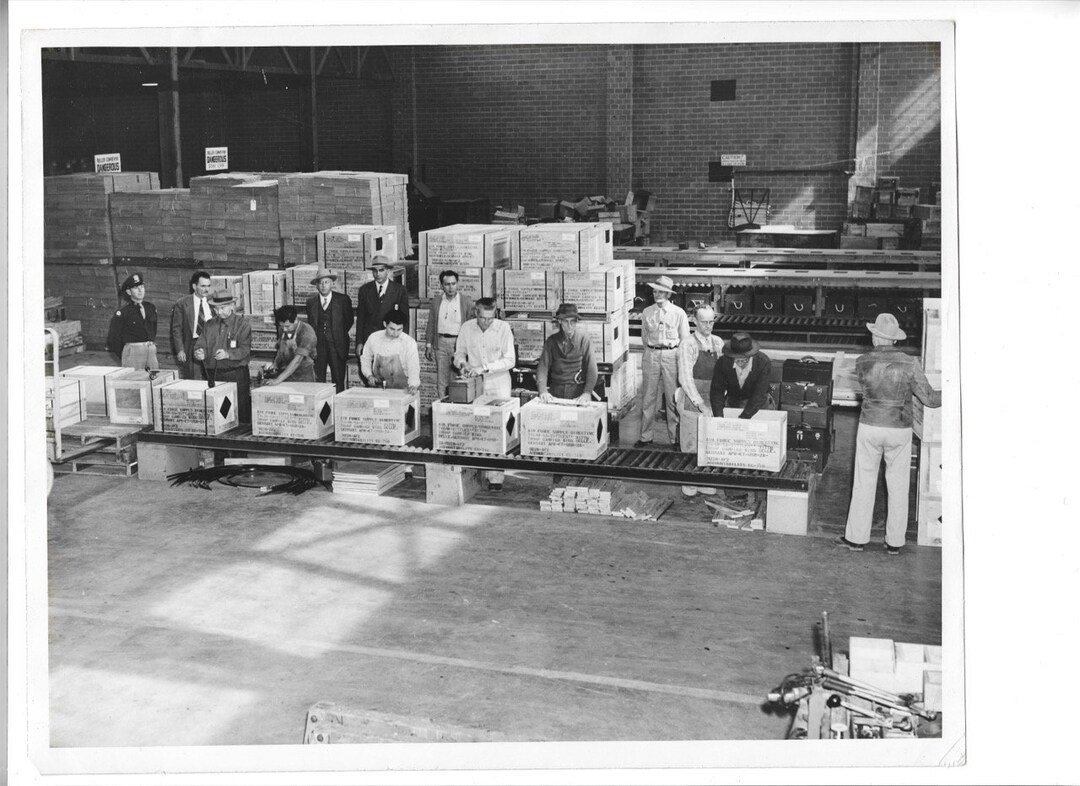 Vintage Military Photograph 1930s 40s Warehouse Packing of Assembled ...