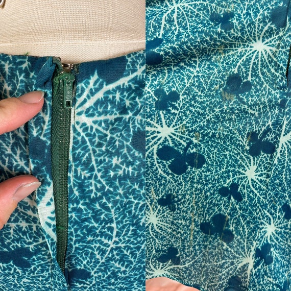 1960s Slinky Clover Burst Dress in a Deep Teal Blue S… - Gem