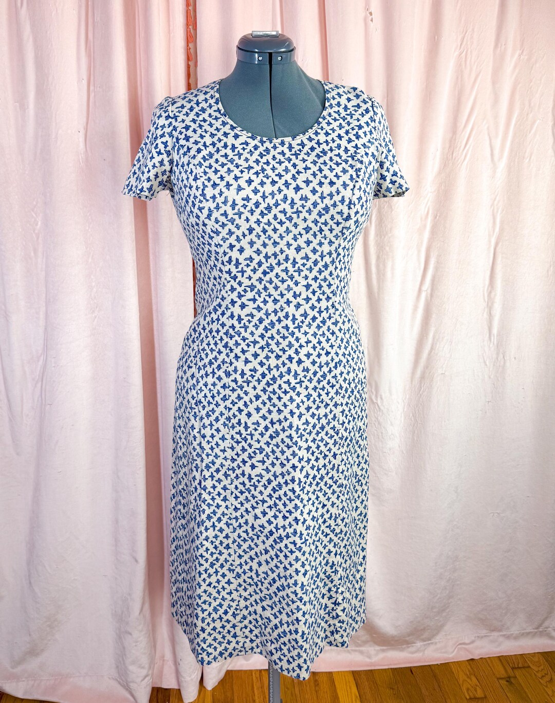 Vintage 1960s 70s Blue Star Dress Large - Etsy