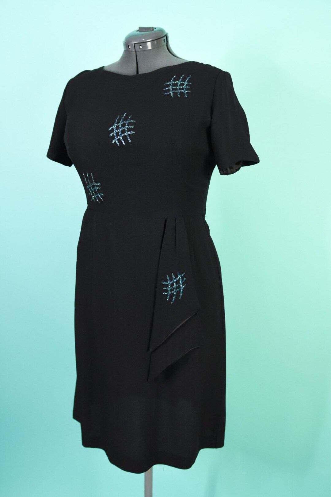 Vintage 1940s VOLUP Black Crepe Dress 34 Waist - Etsy