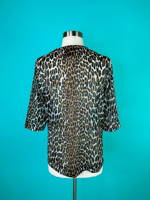 50s 60s Leopard Print Pajama Lounge Top - Gem