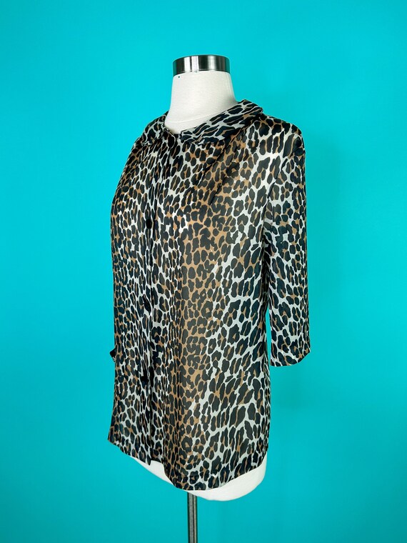 50s 60s Leopard Print Pajama Lounge Top - Gem