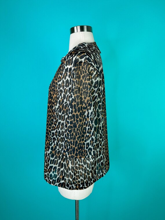 50s 60s Leopard Print Pajama Lounge Top - Gem