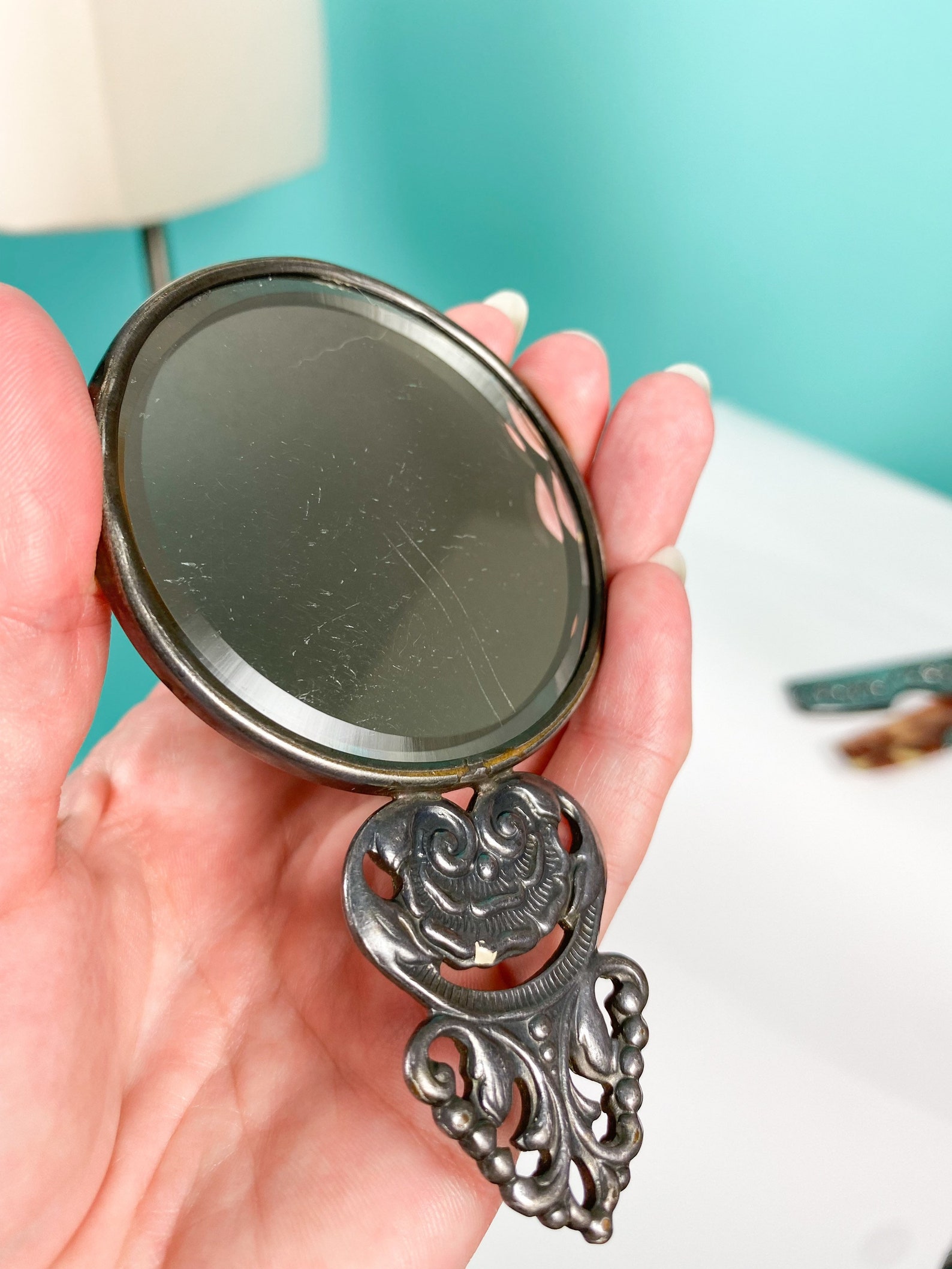 Antique Early 1900s Silver Hand Mirror Comb Set - Etsy