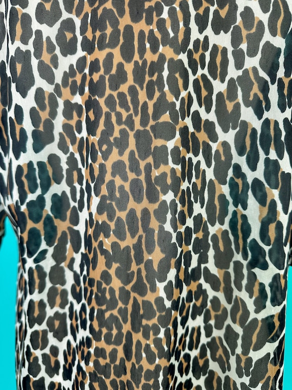 50s 60s Leopard Print Pajama Lounge Top - Gem