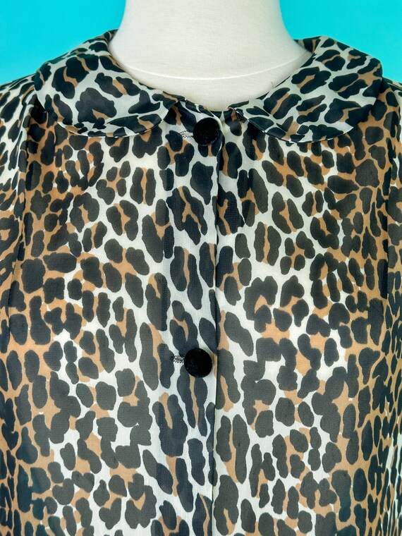 50s 60s Leopard Print Pajama Lounge Top - Gem