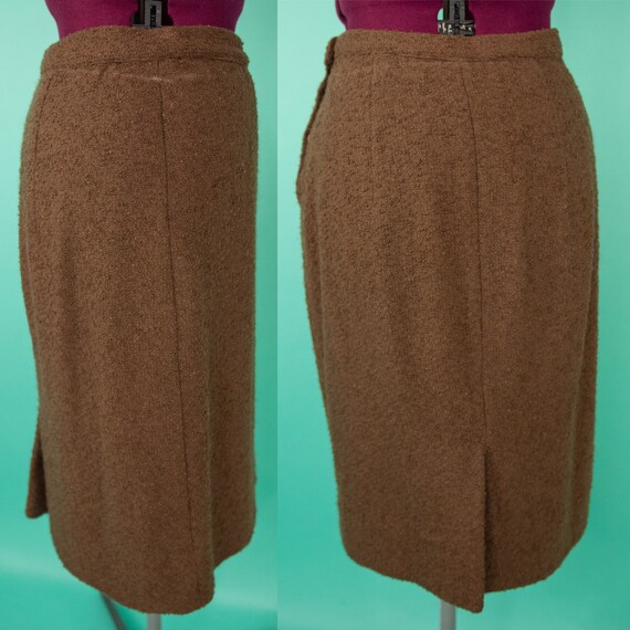 Vintage 1950s Brown Medium Brown Wool Skirt Set Bergd… - Gem