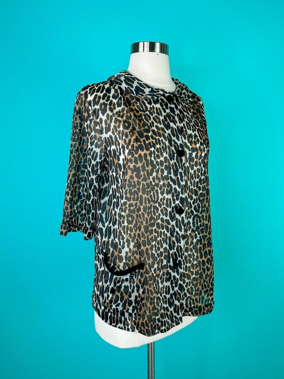 50s 60s Leopard Print Pajama Lounge Top - Gem