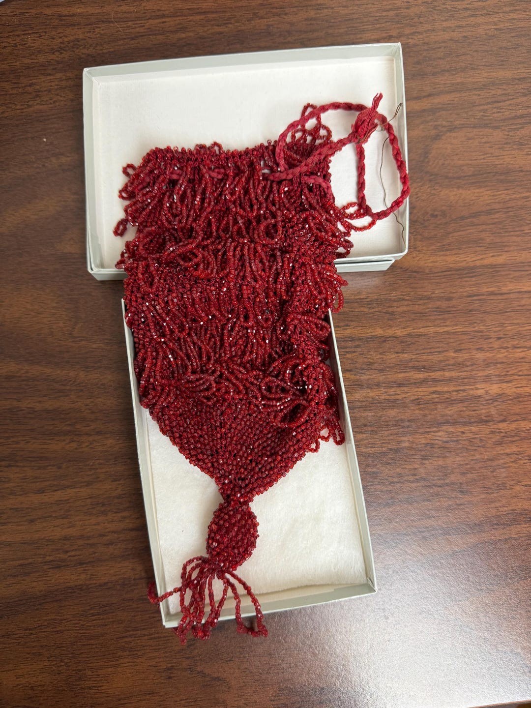 Vintage 1920s Red Beaded Purse Drawstring - Etsy