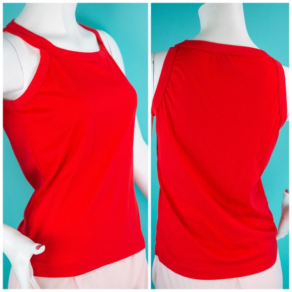 1970s Red Tank Top Womens Top Bright Red Top 1960s | Etsy