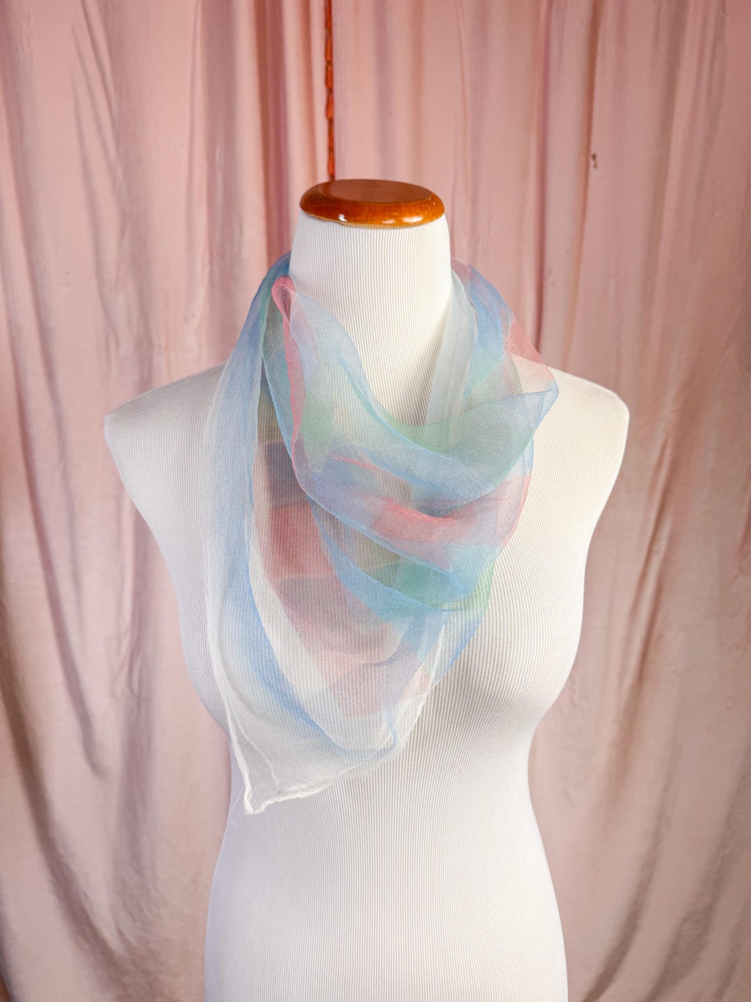 Vintage 50sc60s Nylon Sheer Stripe Scarf - Etsy