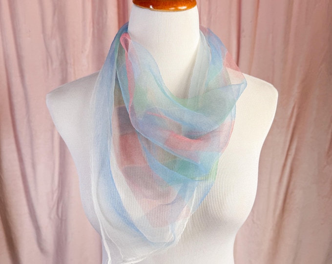 Vintage 50sc60s Nylon Sheer Stripe Scarf - Etsy