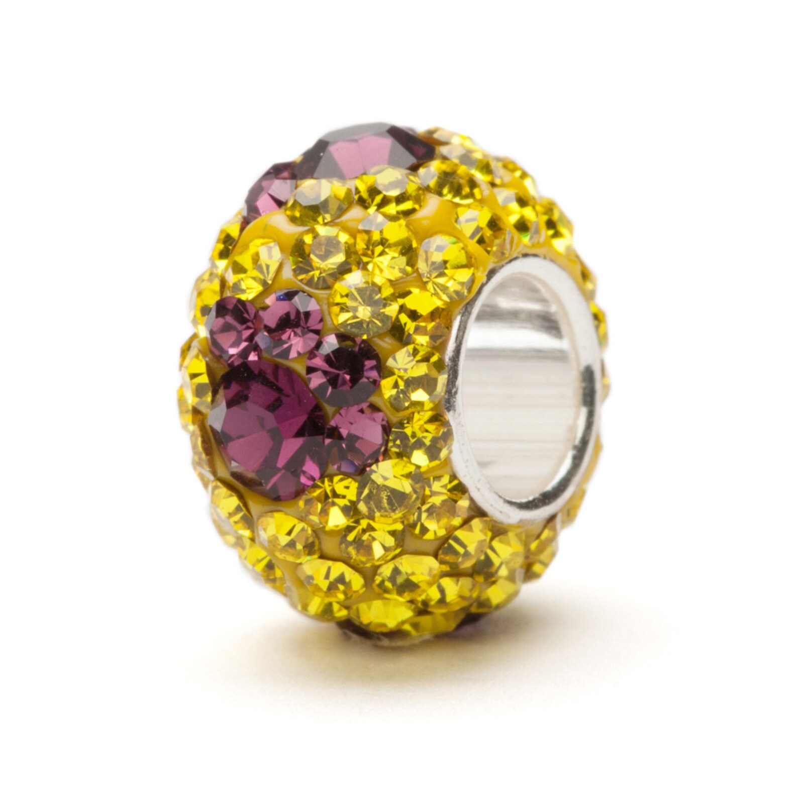 Yellow With Purple Paws Crystal Bead Charm Fits Pandora Charm Bracelets ...