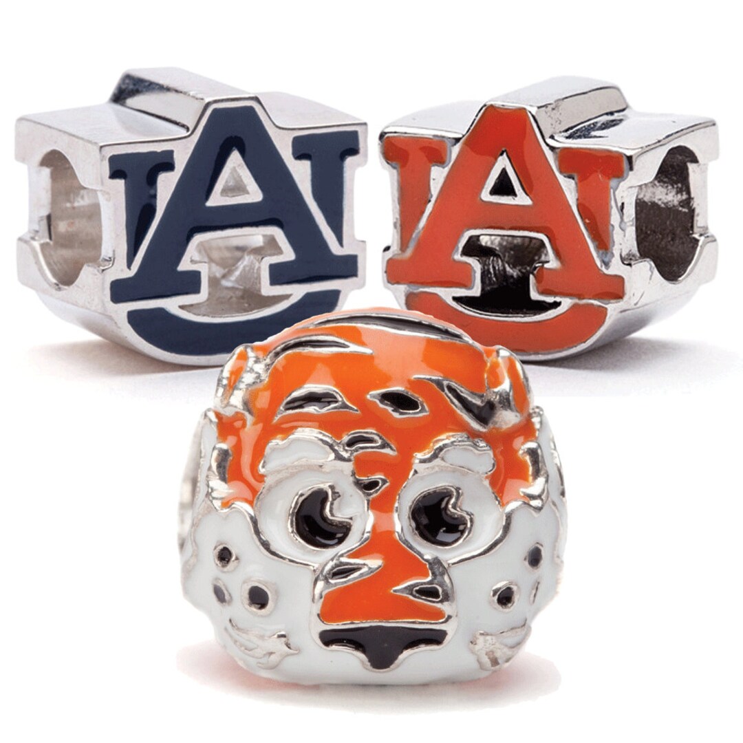 Auburn Aubie and AU Bead Charm Set - Set of Three - for Bracelet or ...