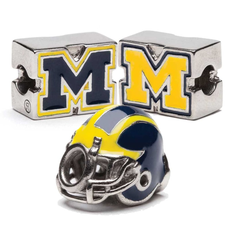 University of Michigan Three Bead Charm Set Fits Pandora | Etsy
