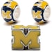 Michigan Maize Block M and Blue Round Bead Charm Jewelry Set of Three ...