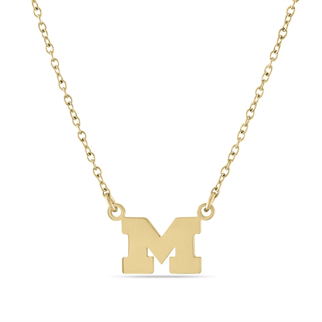 Stone Armory Michigan Gold Block M Necklace Michigan Wolverines Jewelry ...