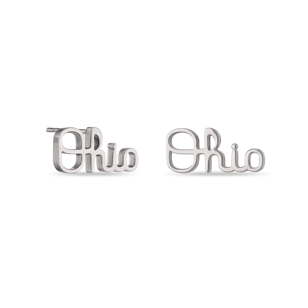Ohio State Earrings for Women - Script Ohio Stud Earrings - Stainless ...
