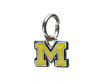 Michigan Maize Block M and Blue Round Bead Charm Jewelry Set | Etsy