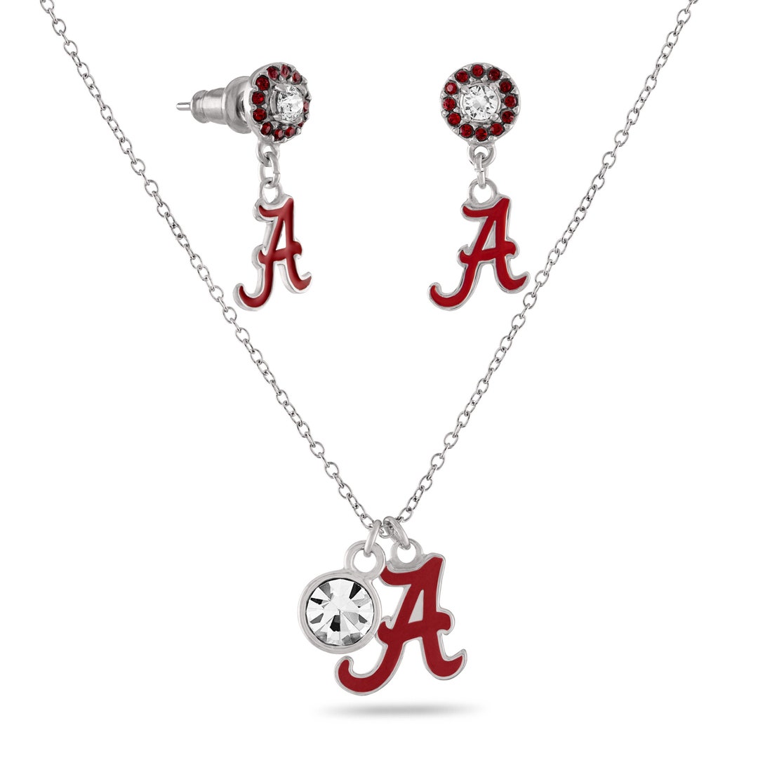 Alabama Jewelry Set - Crystal Earrings and Charm Necklace ...