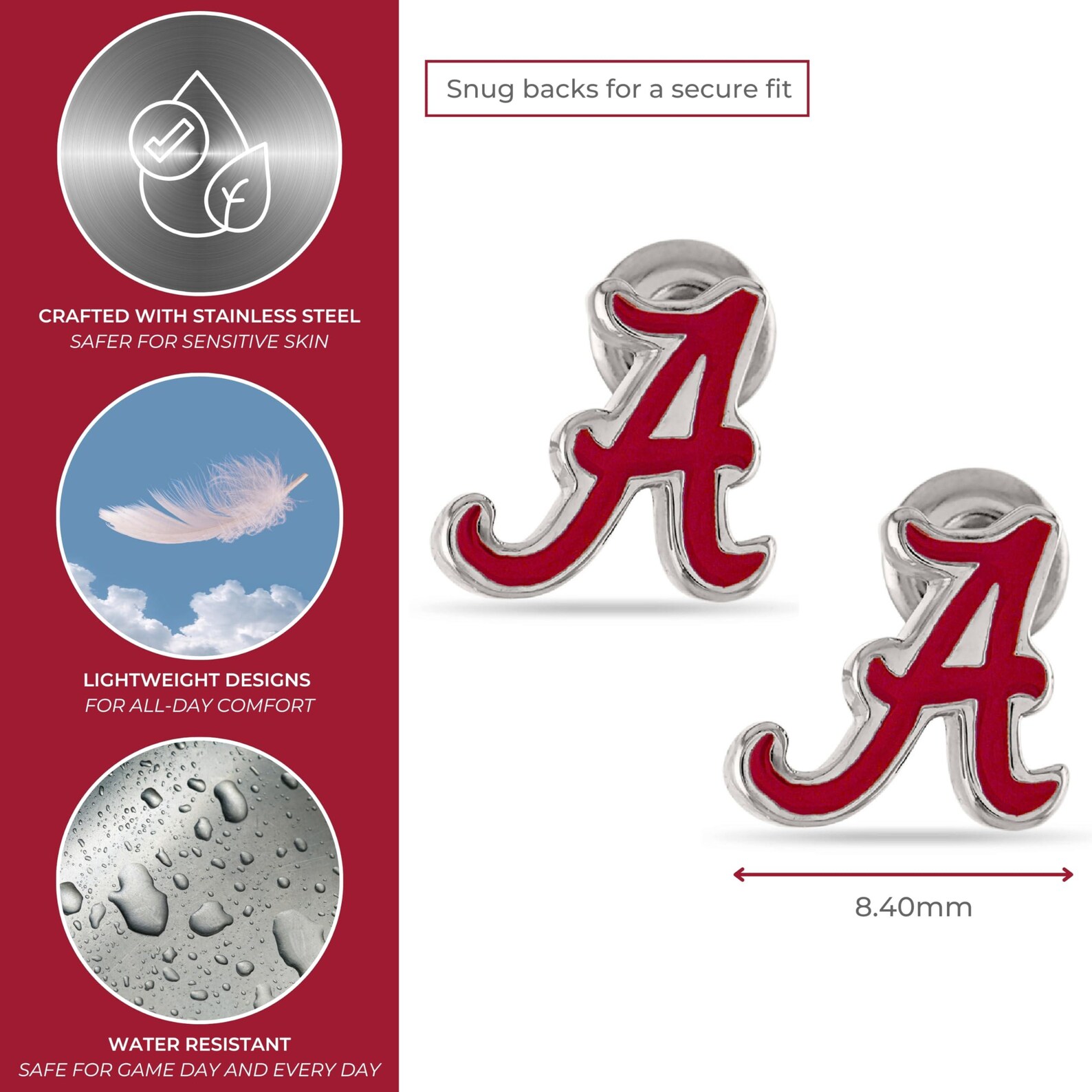 Stone Armory Officially Licensed Alabama Crimson Tide Earrings ...