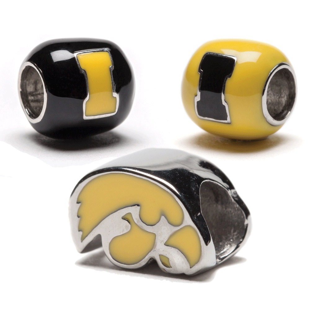Iowa Hawkeyes Three Bead Charm Set Fits Pandora - Etsy