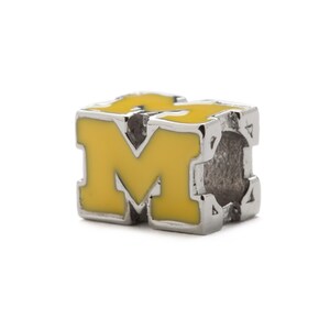 Michigan Maize Block M and Blue Round Bead Charm Jewelry Set of Three ...