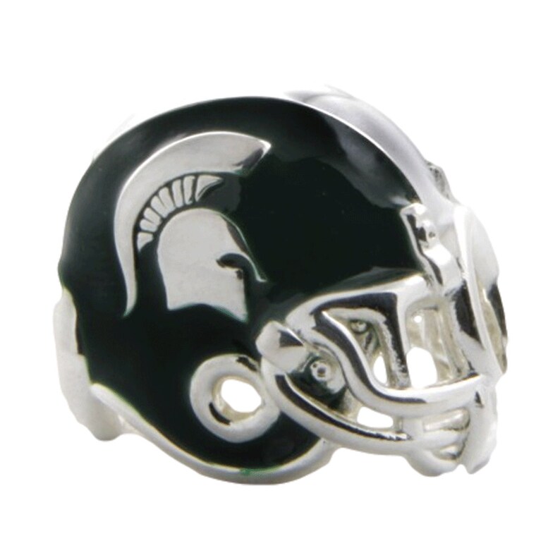 MSU Helmet Charm With Two Clear and Green Spotted Bead Charms - Etsy
