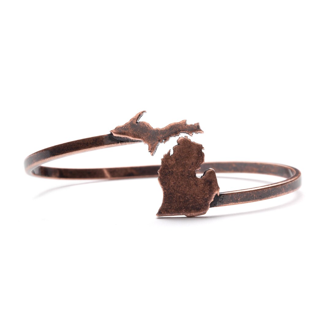 Michigan Bangle Bracelet - Michigan State Jewelry - Antique Copper ...
