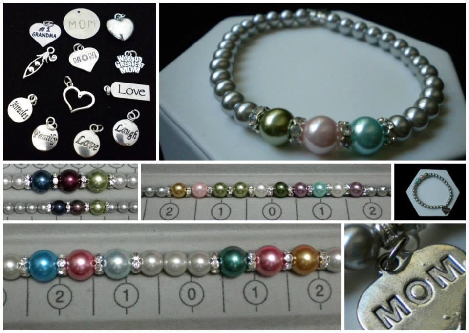 Mother's Glass Pearl Birthstones Bracelet - Etsy