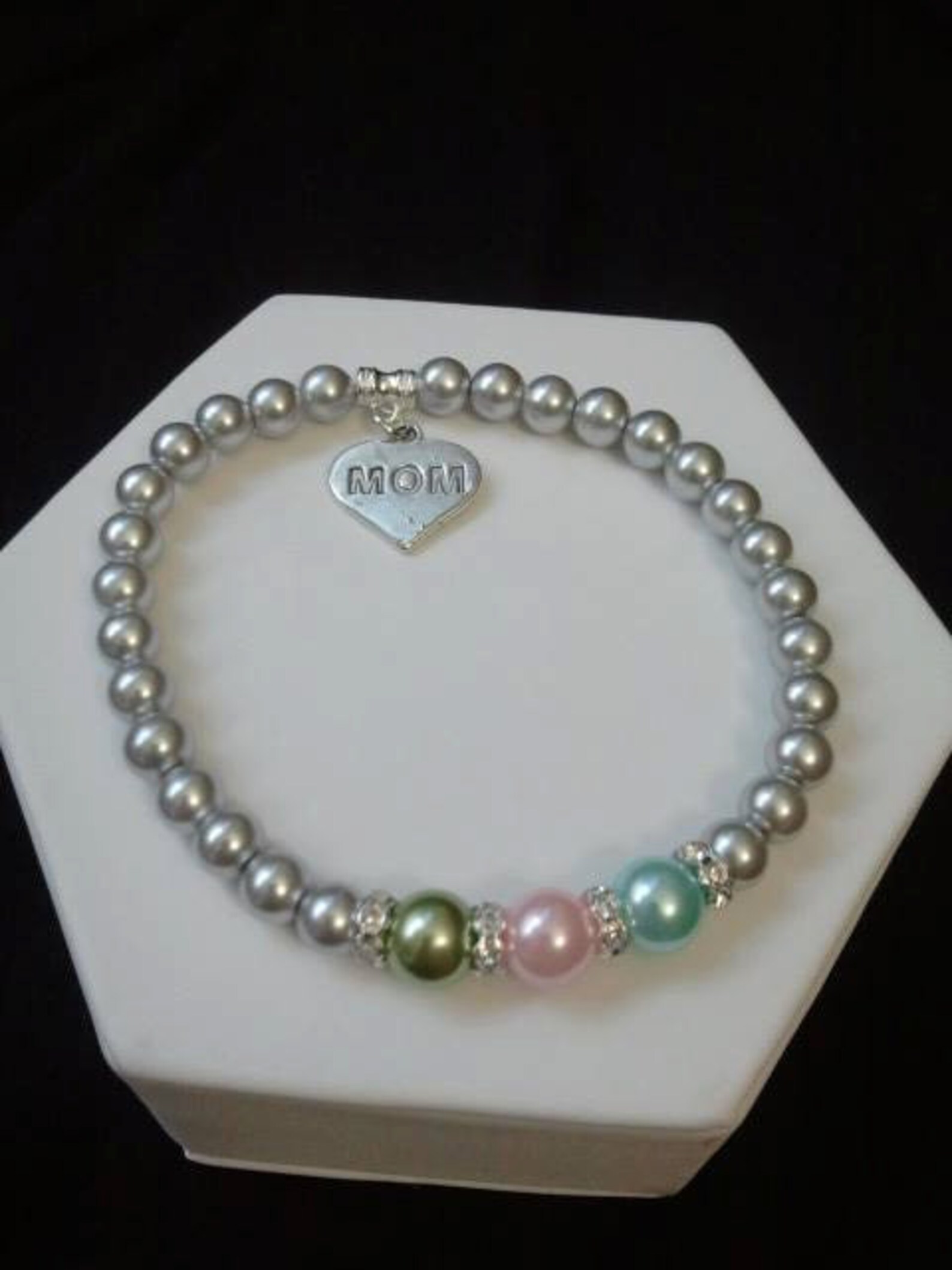 Mother's Glass Pearl Birthstones Bracelet - Etsy