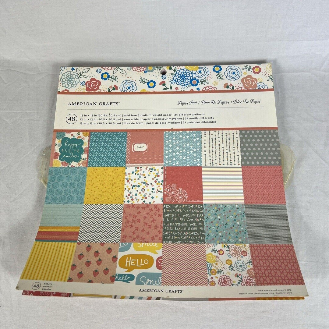 American Crafts Single-sided Paper Pad 12"x12" Happy Silly Smiles 45 ...