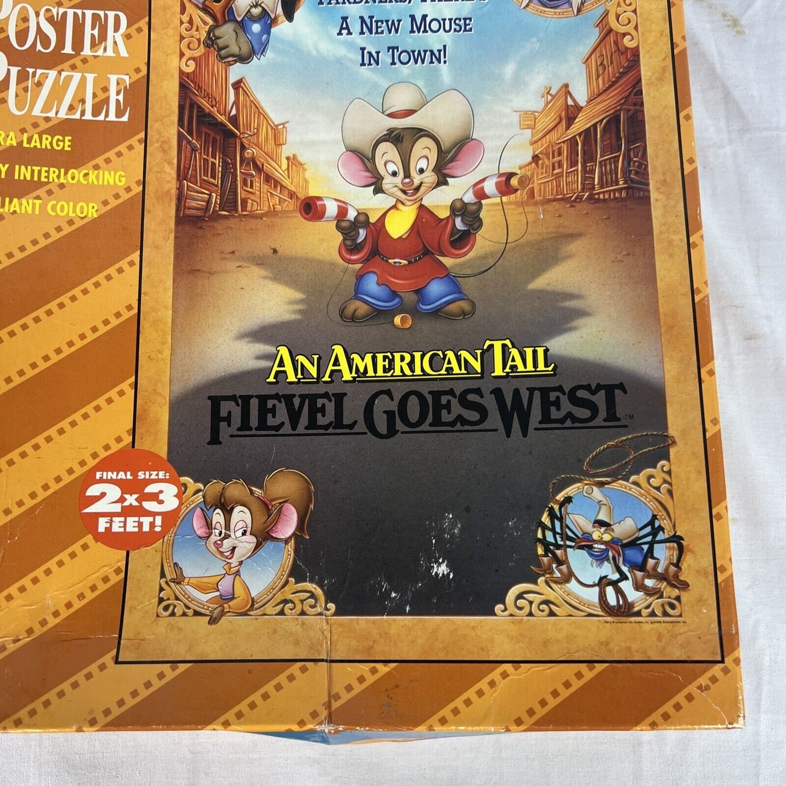 VTG Disney American Tail Fievel Goes West Movie Poster Puzzle 300 ...