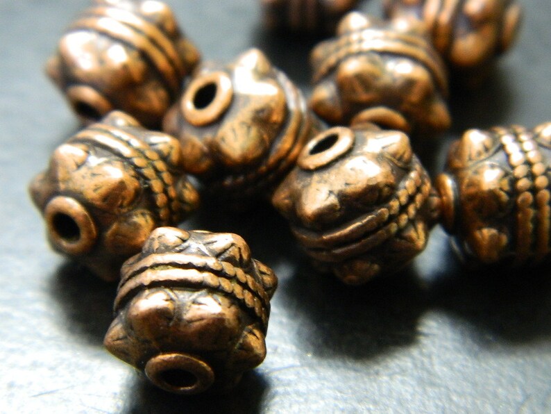 10MM Large Tibet Style Red Copper Colored Bumpy Barrel Beads - Etsy