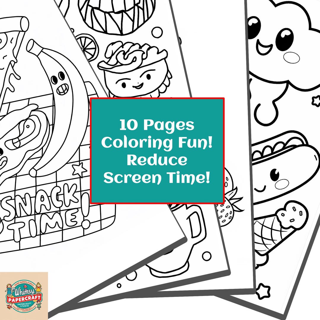 Food-themed Coloring Pages for Kids – Set of 10 Printable Simple ...