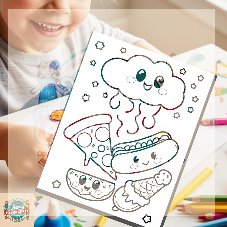 Food-themed Coloring Pages for Kids – Set of 10 Printable Simple ...