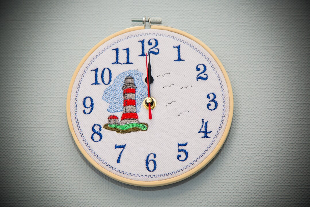 Embroidered Wall Clock in a Nautical Style Hoop - Etsy