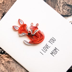 Mother's Day Card for Mom. Paper Mommy and Baby Fox. Makes a Cute Gift ...