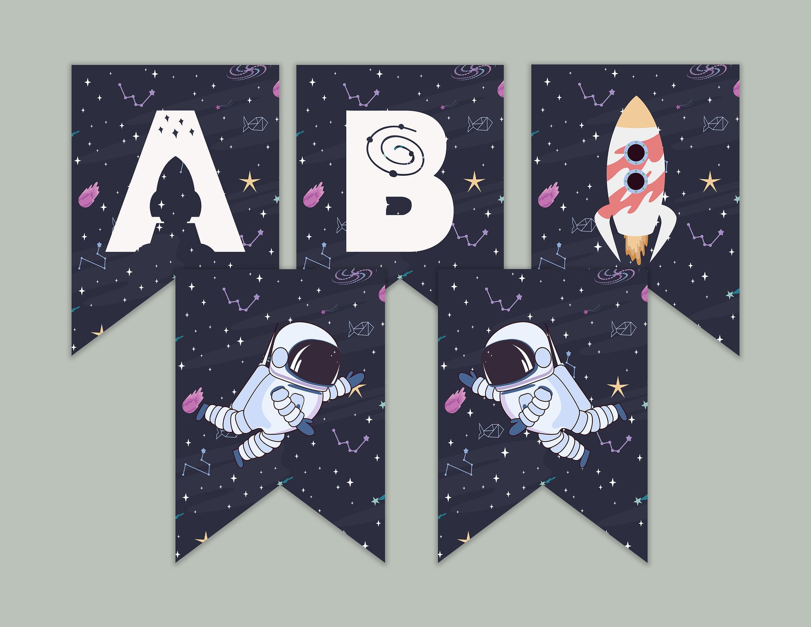 Space Theme Birthday Party Banner Personalized Printable - Etsy