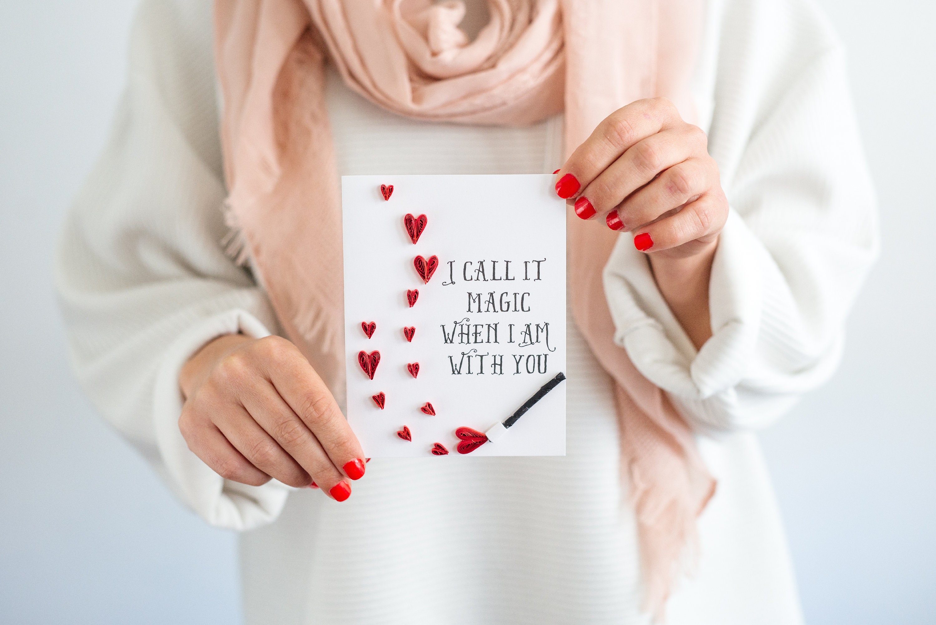 Greeting Card. I Call It Magic When I Am With You. Heart Shower Quilled ...