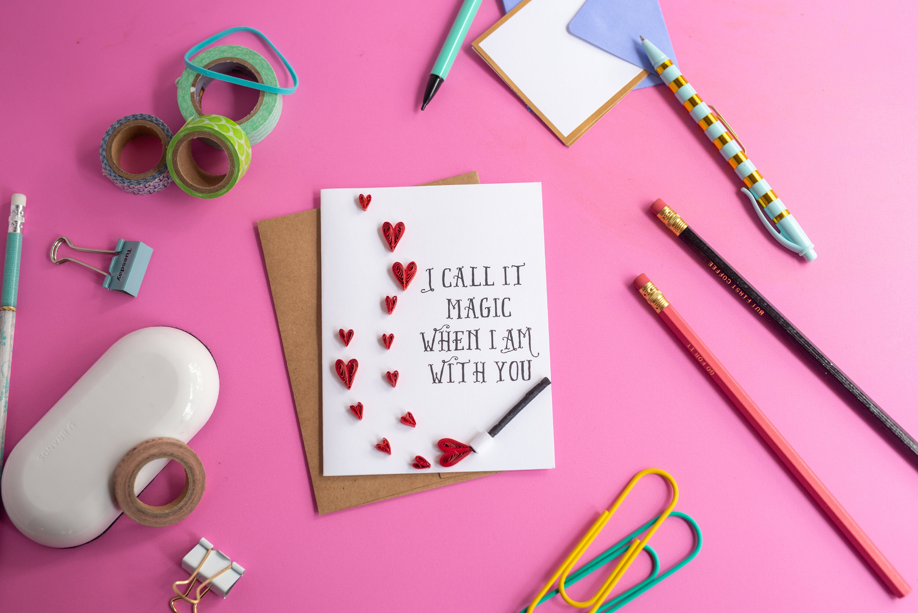 Greeting Card. I Call It Magic When I Am With You. Heart Shower Quilled ...