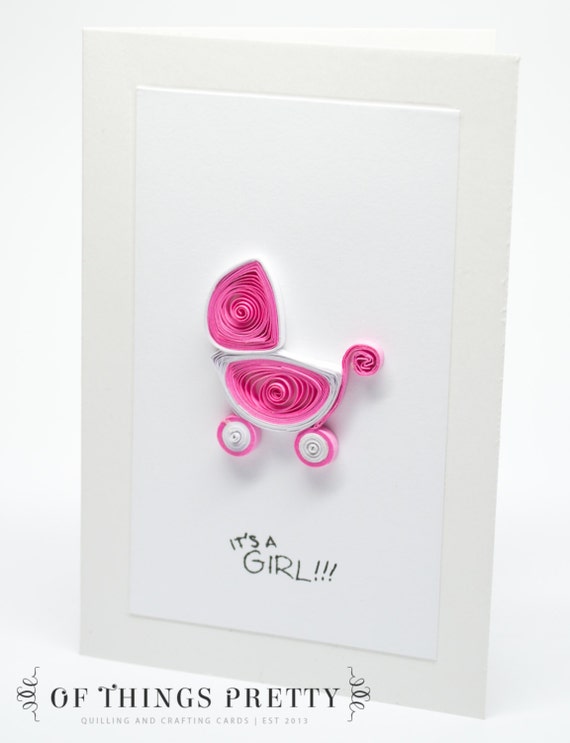 Items similar to New Baby Card - New Baby Arrival Announcement - Pink ...