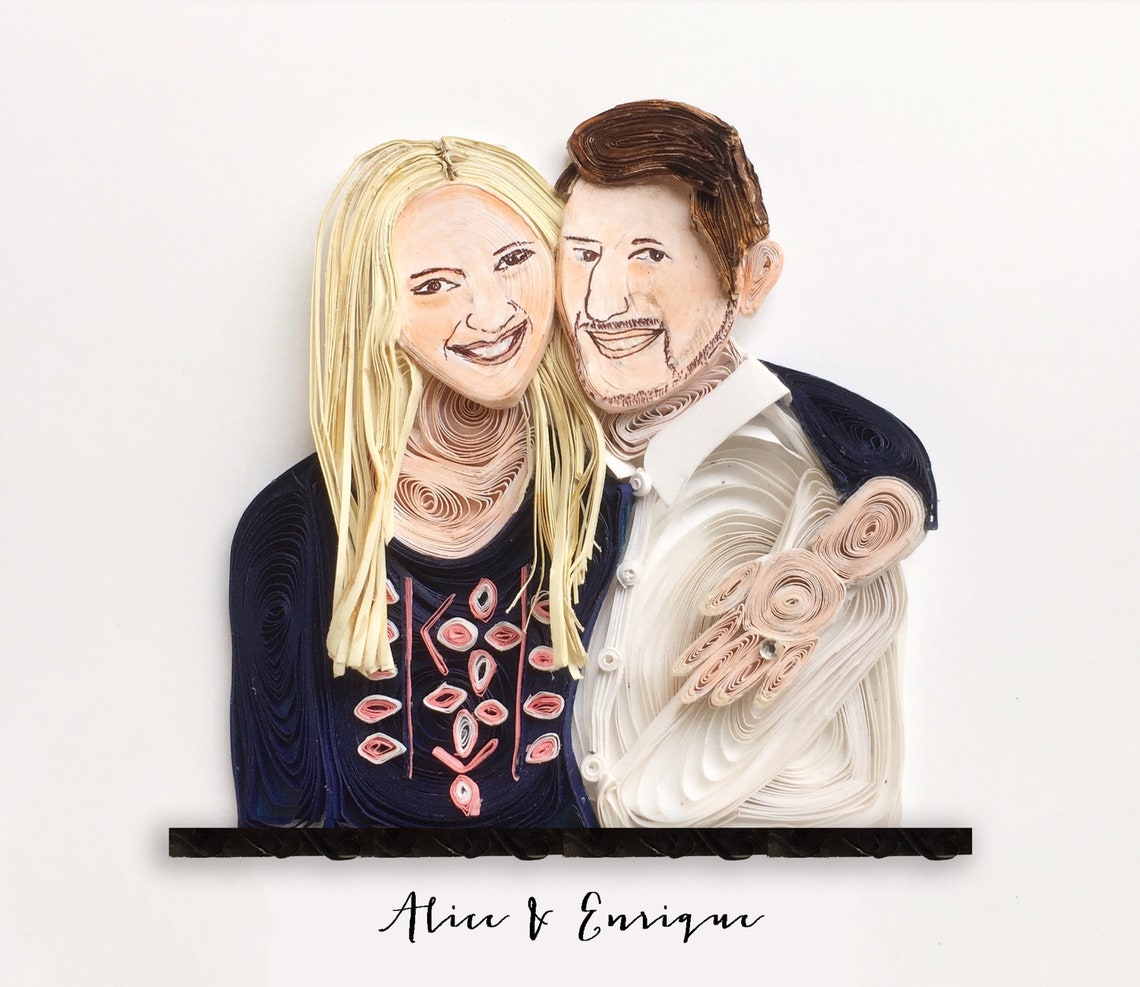 Custom Portrait Inspired by Your Own Photograph. Paper Couple - Etsy