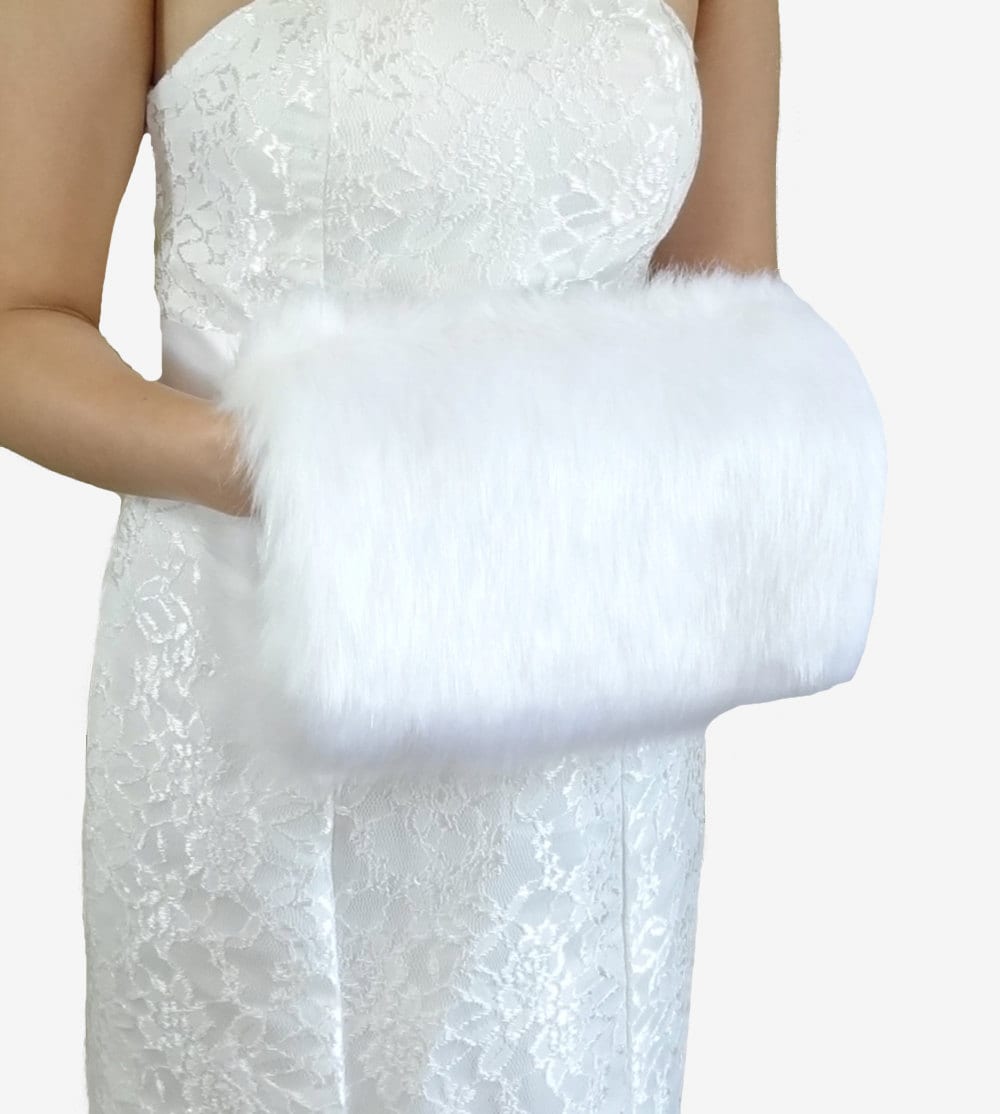 White Faux Fur Hand Muff White Wedding Hand Warmer Handmuff - Etsy