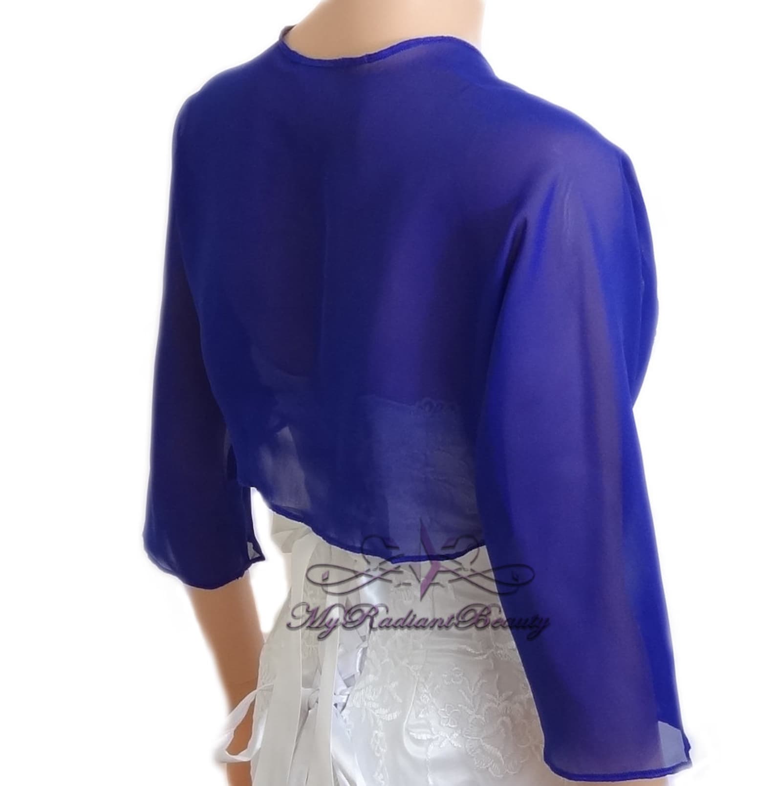 Bolero, Royal Blue Chiffon Jacket, Wedding Chiffon Bolero, Silk Jacket ...