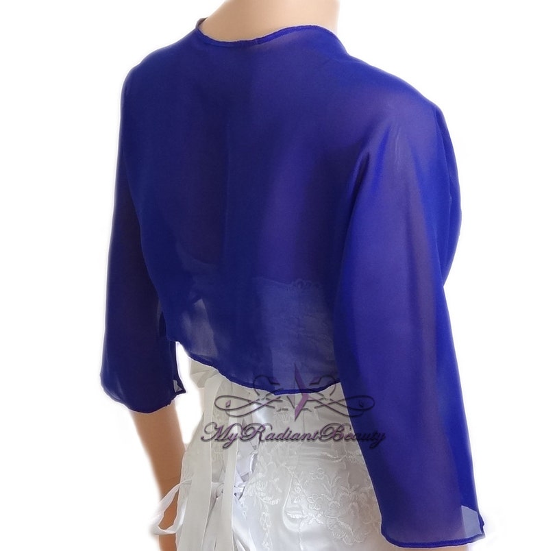 Bolero, Royal Blue Chiffon Jacket, Wedding Chiffon Bolero, Silk Jacket ...